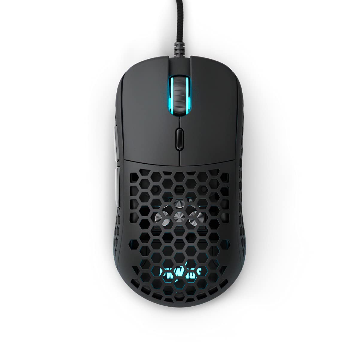 PWNAGE Symm Gaming Mouse Ultra Custom Esports Pro Gamer Flawless PMW3389 Optical Sensor 16,000 DPI - Flexible Paracord Cable - Honeycomb Sides Wired Black