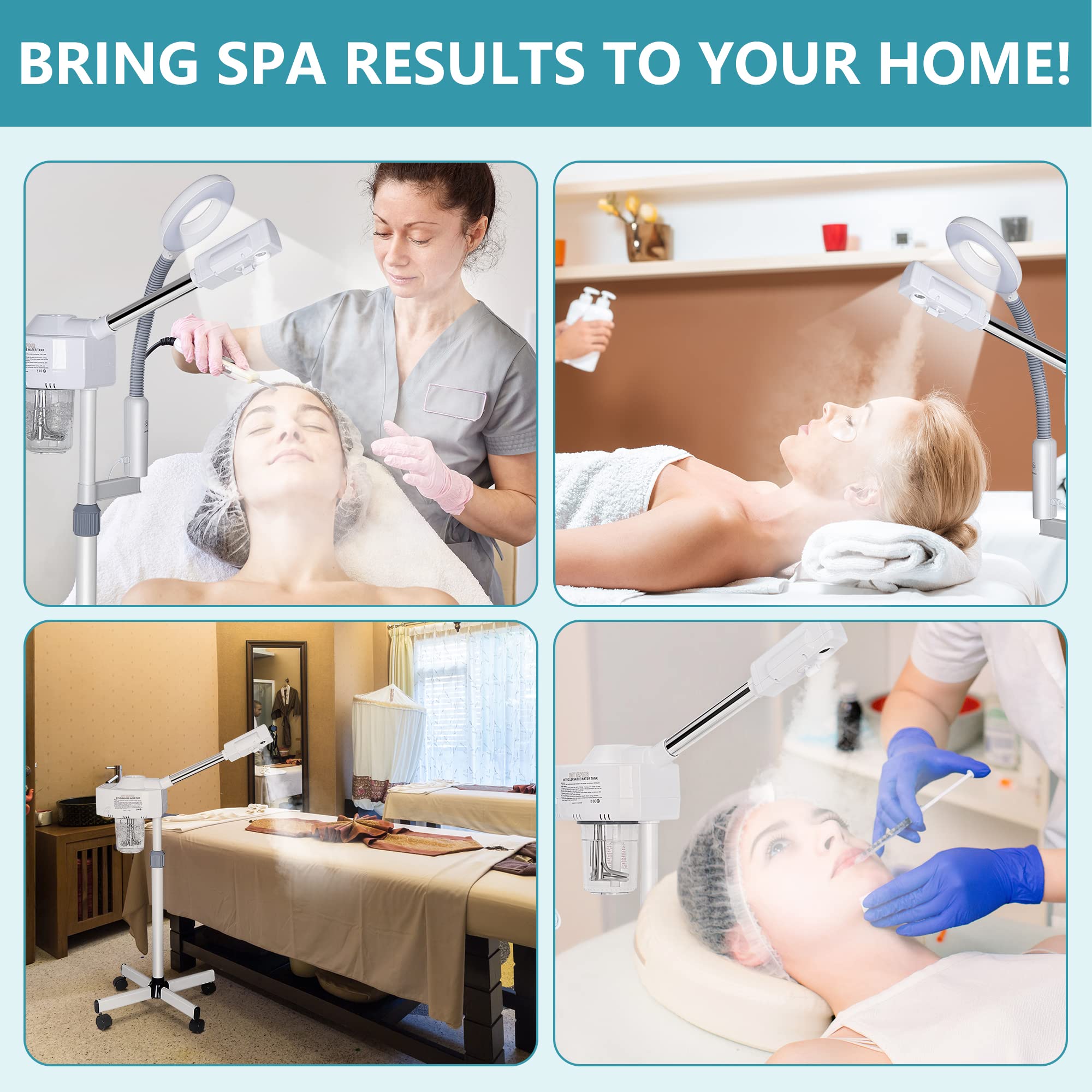 Nova Microdermabrasion Professional 2 in 1 Facial Steamer for Face Deep Cleaning Ozone Face Steamer with 5X Magnifying Lamp Hot Mist Function for Salon Spa Home Beauty Equipment