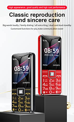 Unlocked GSM Big Button Feature Cell Phone for Elderly, 2.4" Screen Dual SIM 6800mAh Battery SOS Key Mobile Phone Easy to Use (Red)