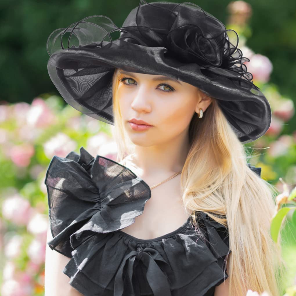 Women's Church Kentucky Derby Hat Wide Brim Tea Party Dress Wedding Hats (S046-Green)