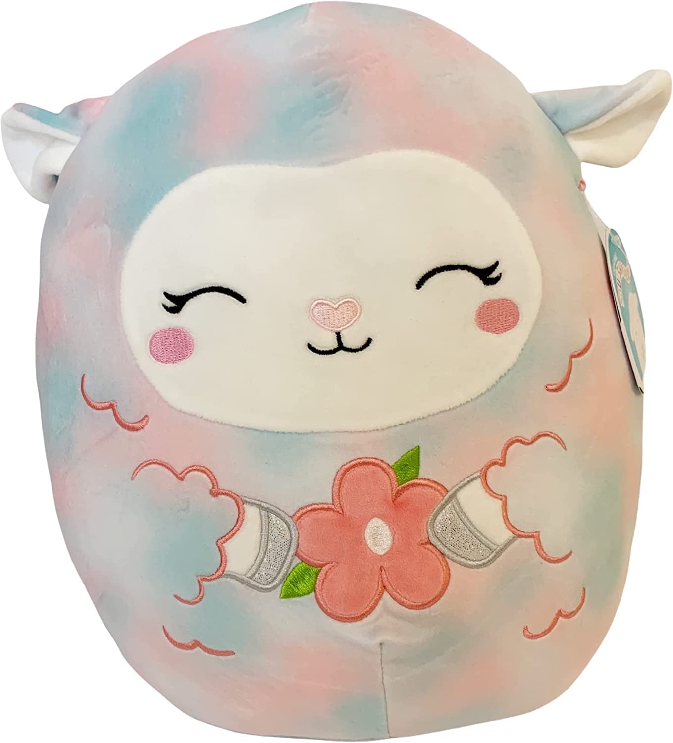 Squishmallows Official Kellytoy Easter Squad Squishy Soft Plush Toy Animal (12 Inch, Lula Lamb (Flower))