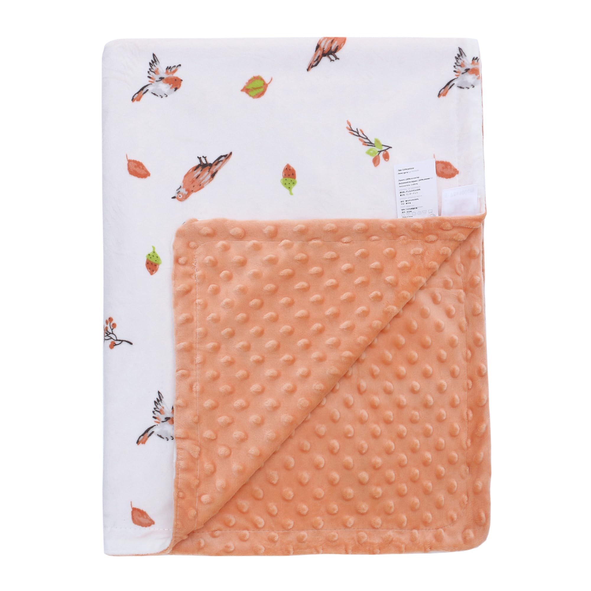Micro Soft Plush Baby Blankets for Boys Girls Double Layer Toddler Baby Bed Blankets Throws with Raised Dots for Stroller Crib Shower Gifts (Pink Bird, 30x40 Inch)