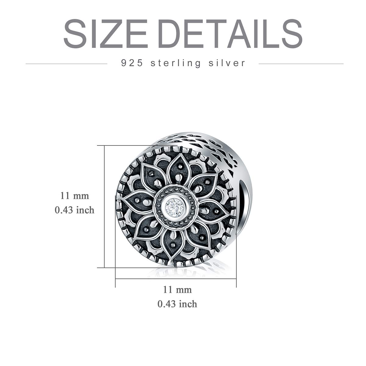 PEIMKO Personalized Lotus Picture Charms Bead Fit Snake Chain Bracelet Sterling Silver Flower Photo Charm Bead for Women (A-Lotus)