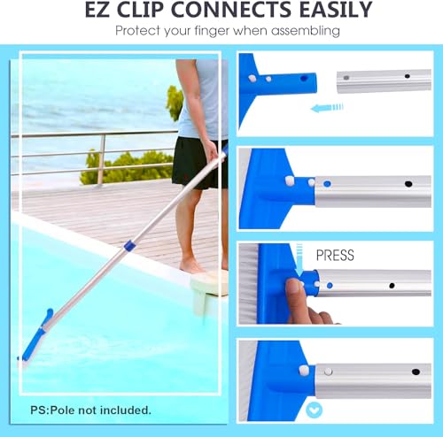 TidyMister Pool Brushes for Cleaning Pool Walls Strong Pool Brush Head for Inground & Above Ground Pools 90 Degrees 17.5'' Pool Scrub Brush for Corners, Curves,Steps,Ladders,Professional Pool Cleaner