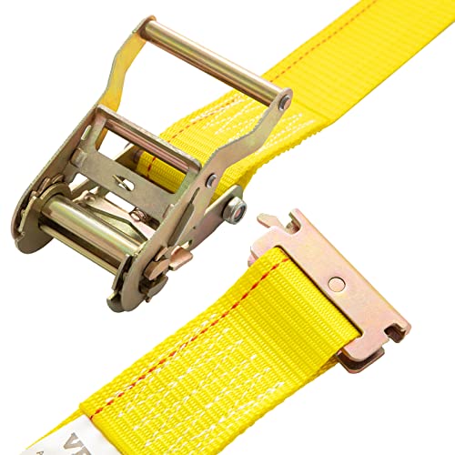 VEVOR E-Track Ratchet Strap, 8PCS 2" x 15' E Track Straps with 4400 LBS Breaking Strength, w/Polyester Webbing & Spring Fitting & Ratchets, Durable Tie-Downs for Motorcycles, Tire, Trailer Loads