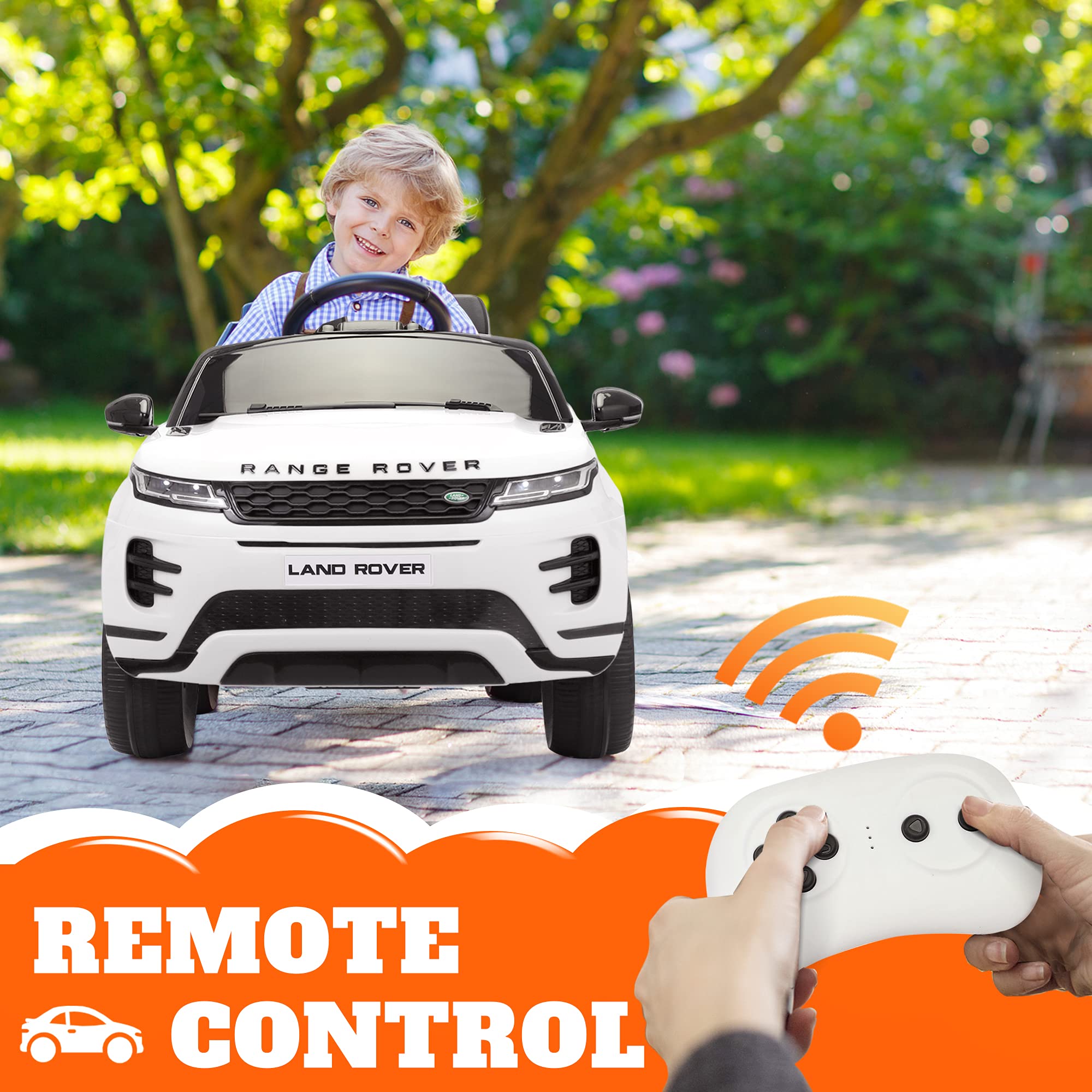 TOBBI 12V Licensed Land Rover Kids Ride On Car with Parental Remote Control, White
