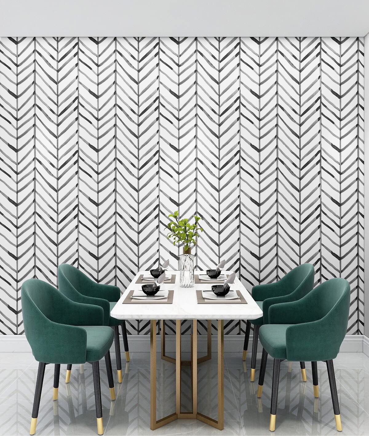 Naphite Black and White Wallpaper Peel and Stick Wallpaper for Bedroom Bathroom Self Adhesive Removable Wallpaper Boho Contact Paper for Cabinets Modern Stripe Wallpaper Vinyl Waterproof 17.7βΓ118β