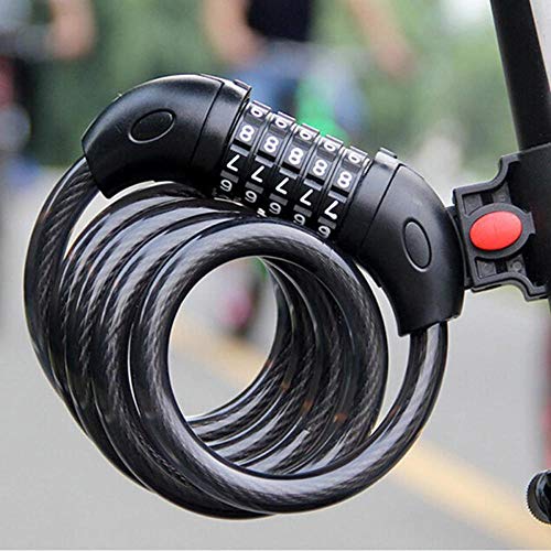 SRZR Bicycle Lock Anti-Theft Folding Bicycle Lock for Road Chain Cable Bike Lock Heavy Duty Security Key Padlock Bicycle Motorcycle Lock Bike Lock (Color : Black)