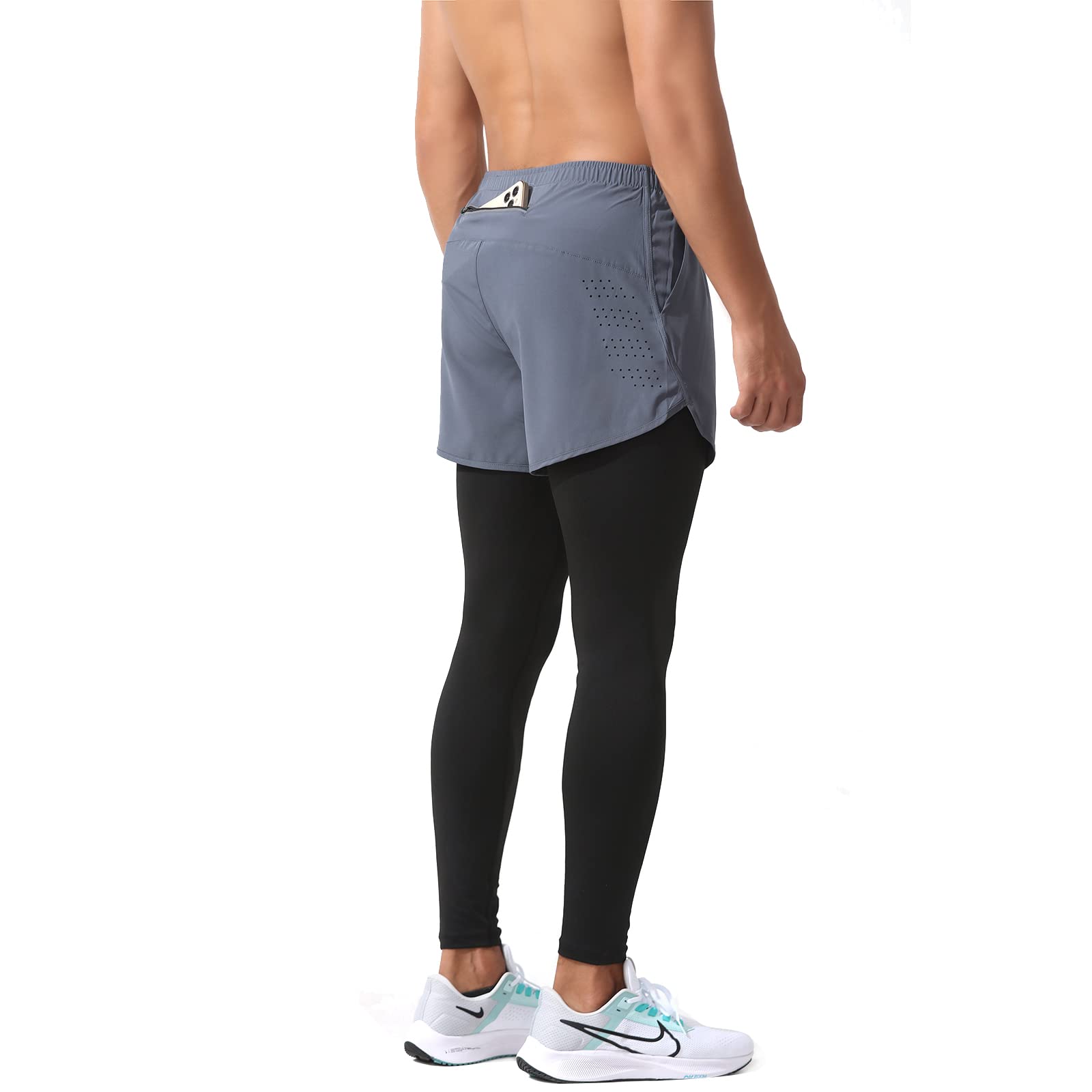 SS COLOR FISH 2 in 1 Men Compression Pants Athletic Baselayer Workout Legging Running Tights for Men Black