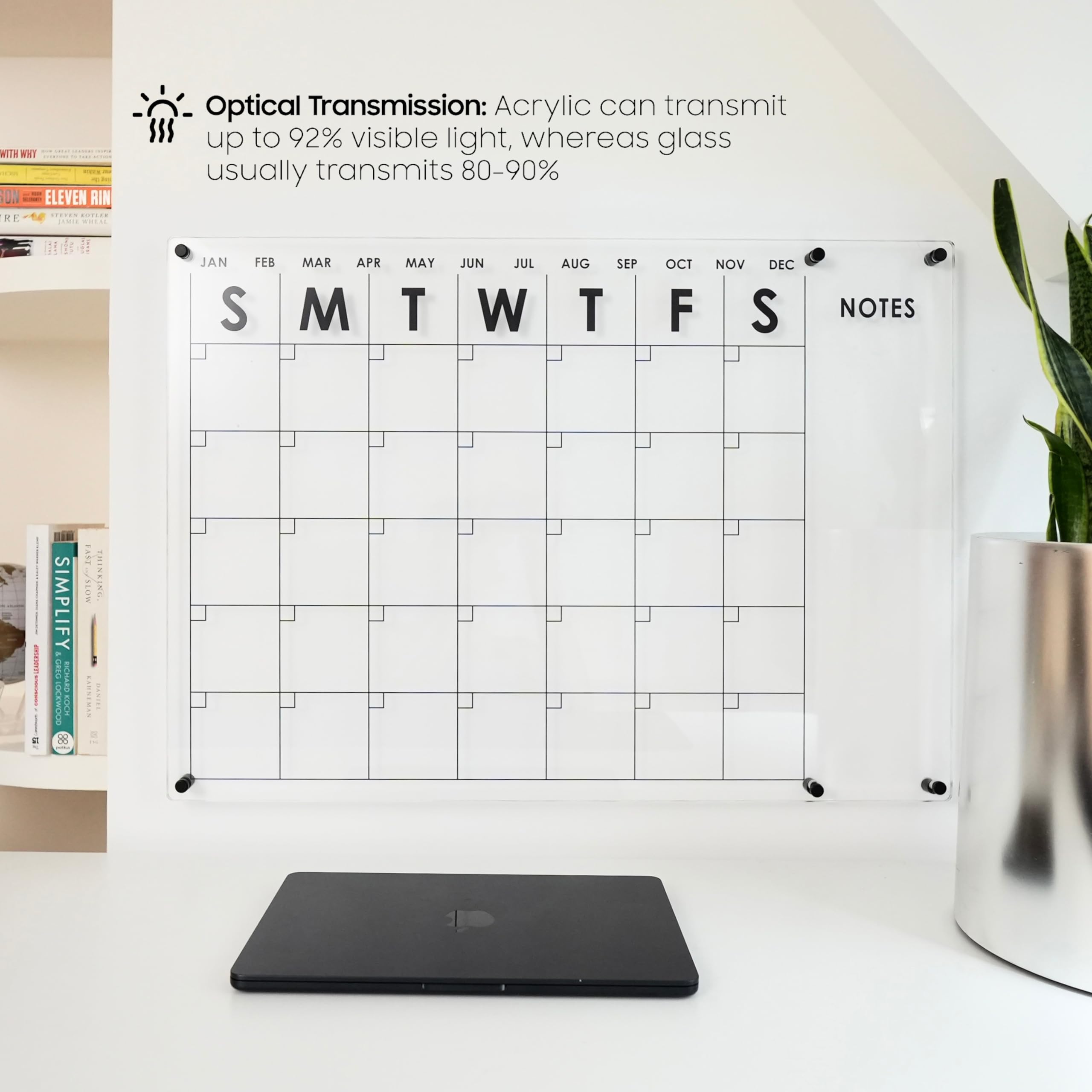 Oversize Premium Acrylic Calendar for Wall | Ultra-Thick Clear Dry & Erase Board | Home Office Monthly Glass Family Planner Guard Mate Plexiglass Whiteboard Large | 18"x14" | GUARDMATE