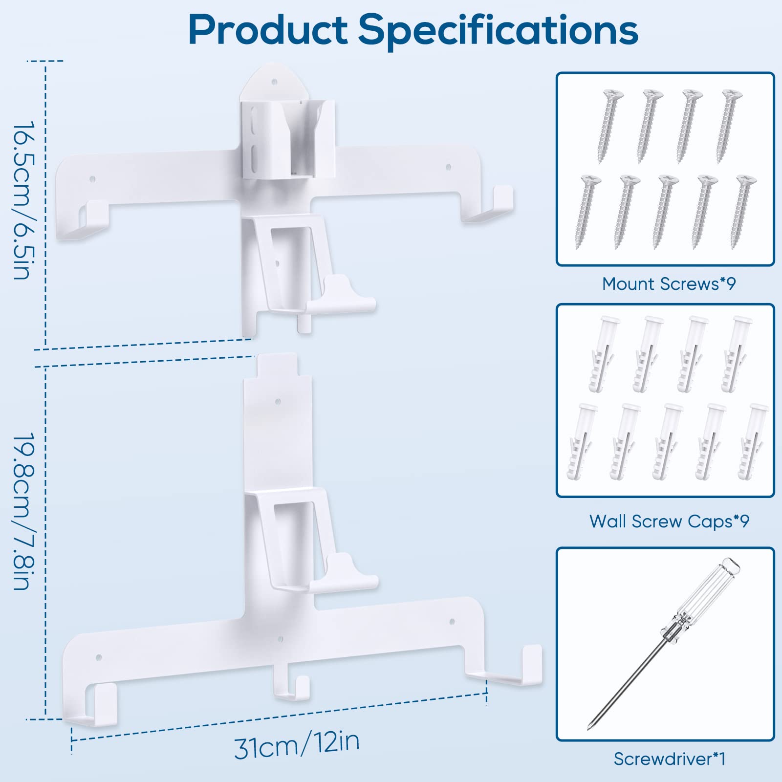Wall Mount Stand for PS5 VR2 Gaming Accessories, Sturdy Steel Wall Mount Bracket for PS VR2 Headset, Controllers, Remote and Cable, Game Organizer with Controller Holder and Headset Stand for PSVR2