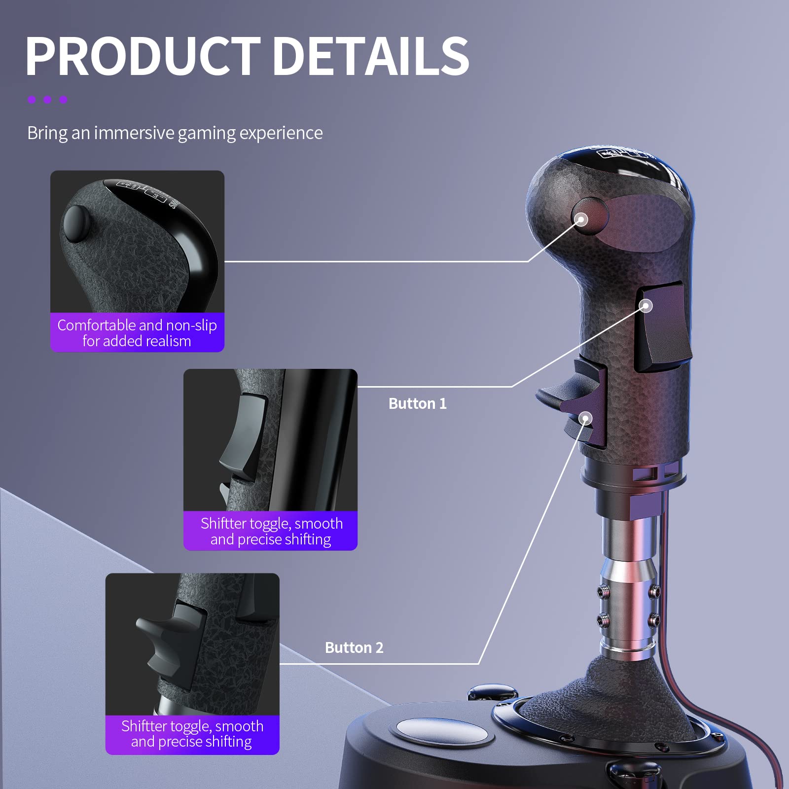 TOCiTAA USB Truck Simulator Shifter, Gearshift Knob for ATS & ETS2 - Compatible with Logitech G29 G27 G25 G920, Thrustmaster TH8A and Fanatec SQ - PC Racing Shifter