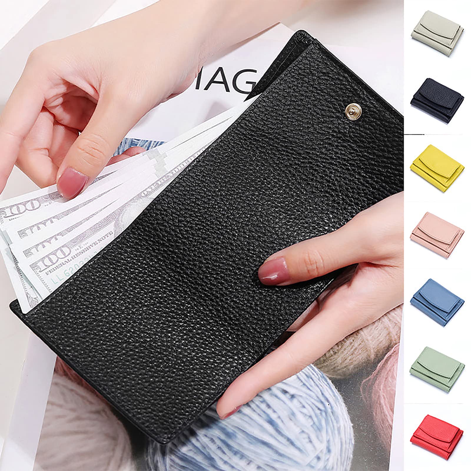 Women's Foldable Short Wallet, Handmade RFID Soft Leather Purse (10)