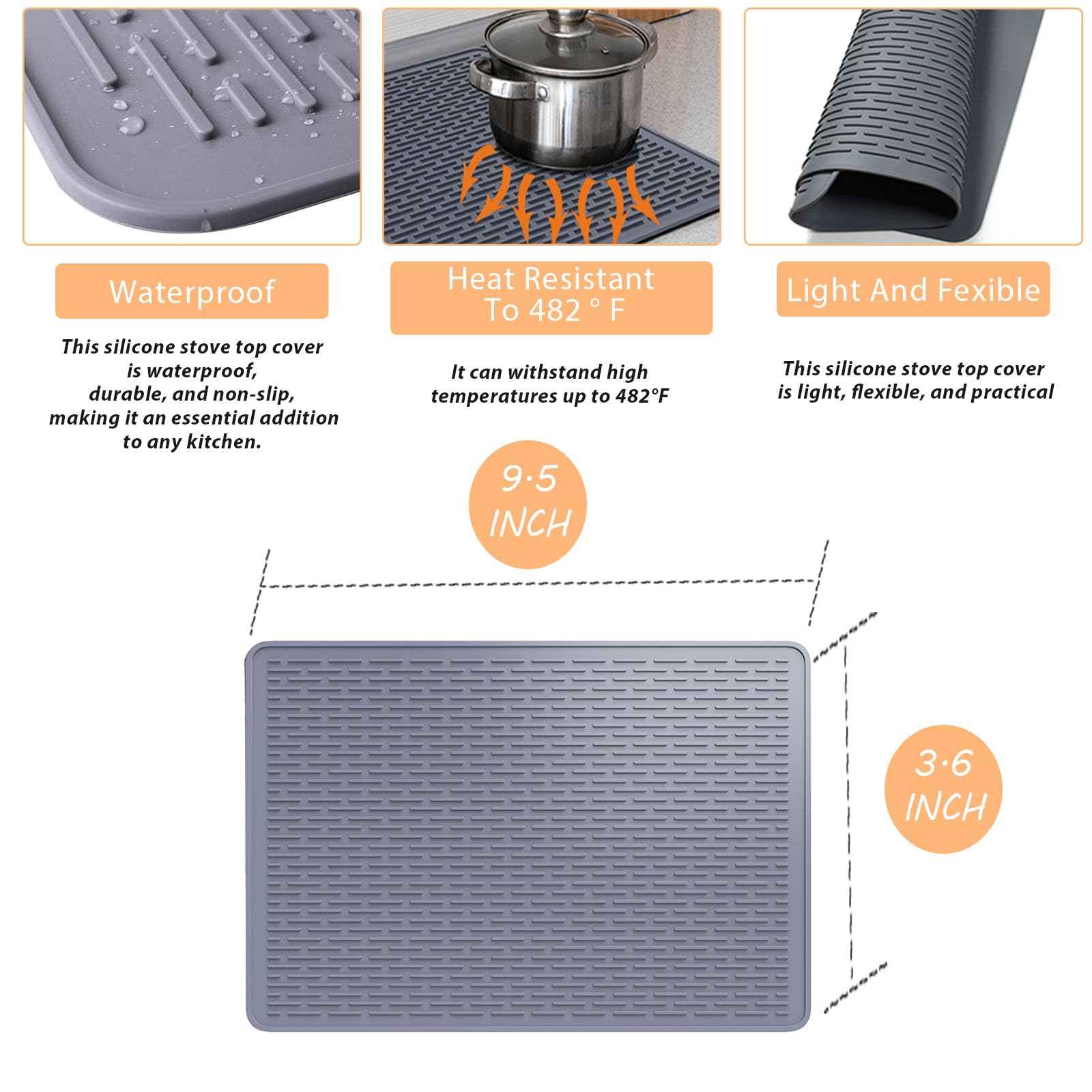 Silicone Stove Top Cover for Electric Stove, 28"x20" Extra Large Silicone Dish Drying Mat,Glass Stove Top Protector for Ceramics,Multipurpose Mat