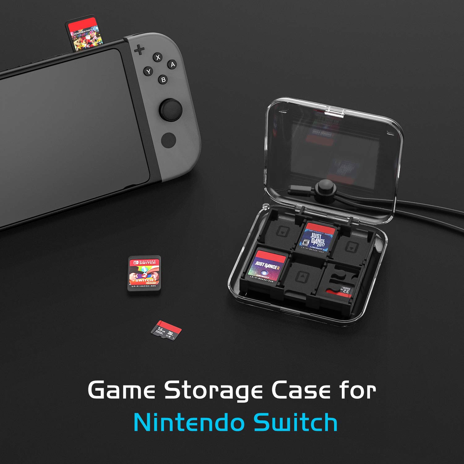 MoKo Game Card Case Compatible with Nintendo Switch, 12 Game Cartridges Holder Switch Game Storage Box Hard Protective PC Shell– Clear