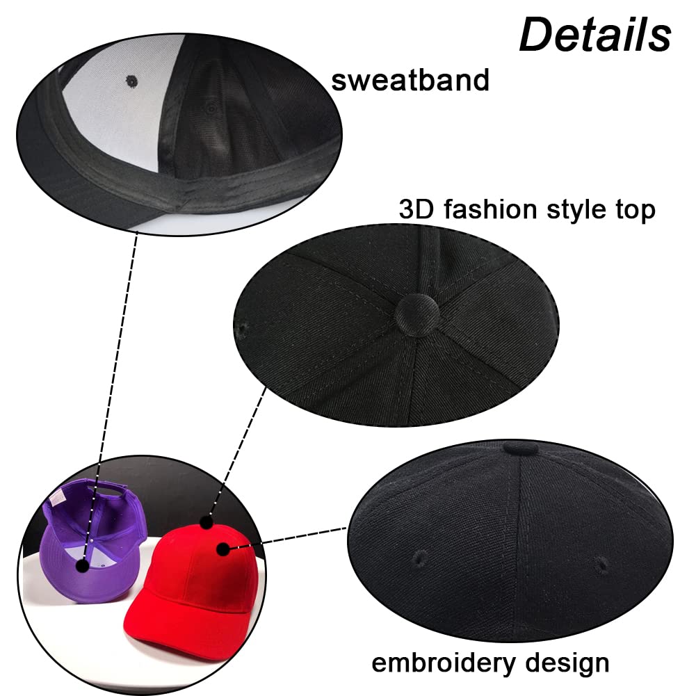Solid Color Baseball Cap Unisex Golf Trucker Dad Hat Adjustable Size Classic Blank Ball Cap for Men Women (Purple)