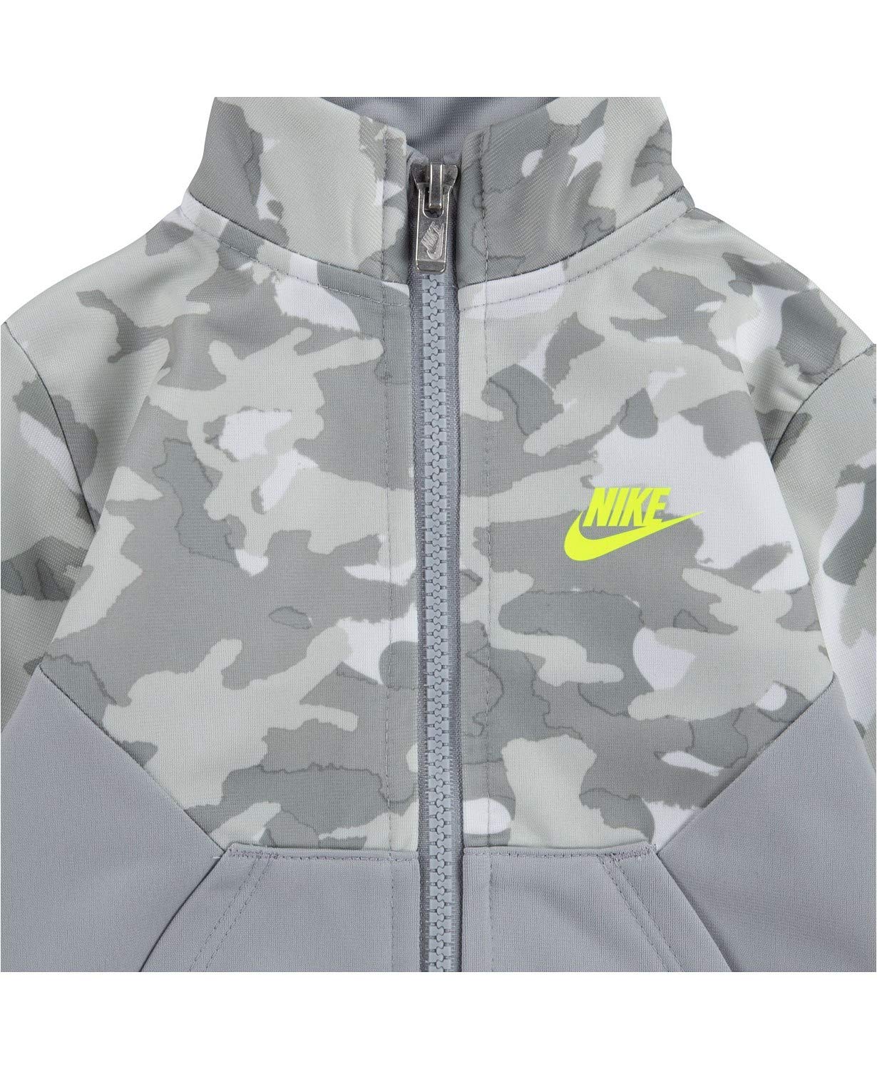 Nike Boy`s Therma Dri Fit Jacket & Pants 2 Piece Set (Light Grey(76H109-G6U)/Volt, 6)