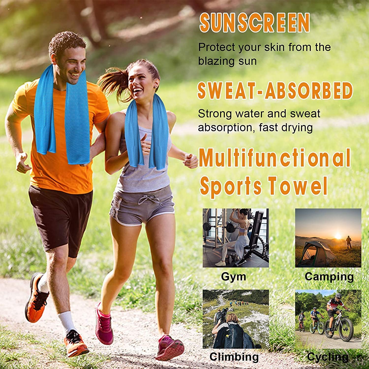 Vhger Cooling Towel, 4 Pack Ice Towel (40"x 12"), Microfiber Towel, Soft Breathable Chilly Towel Stay Cool for Yoga, Sport, Gym, Workout, Camping, Fitness, Running, Workout & More Activities