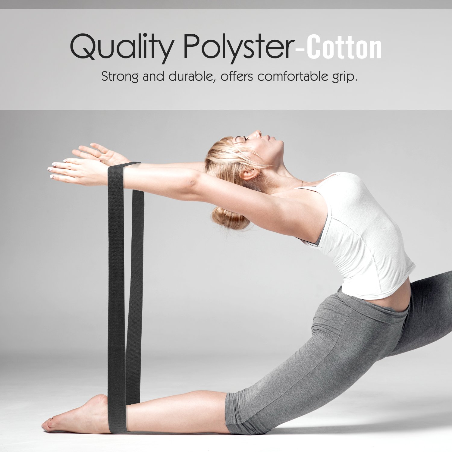 MoKo Yoga Strap Belt [2 Pack], Stretching Exercise Fitness Bands 6ft, Made with Durable Cotton Soft with Metal D-Ring Buckle, Best for Holding Poses, Pilates, Increase Flexibility - Army Green