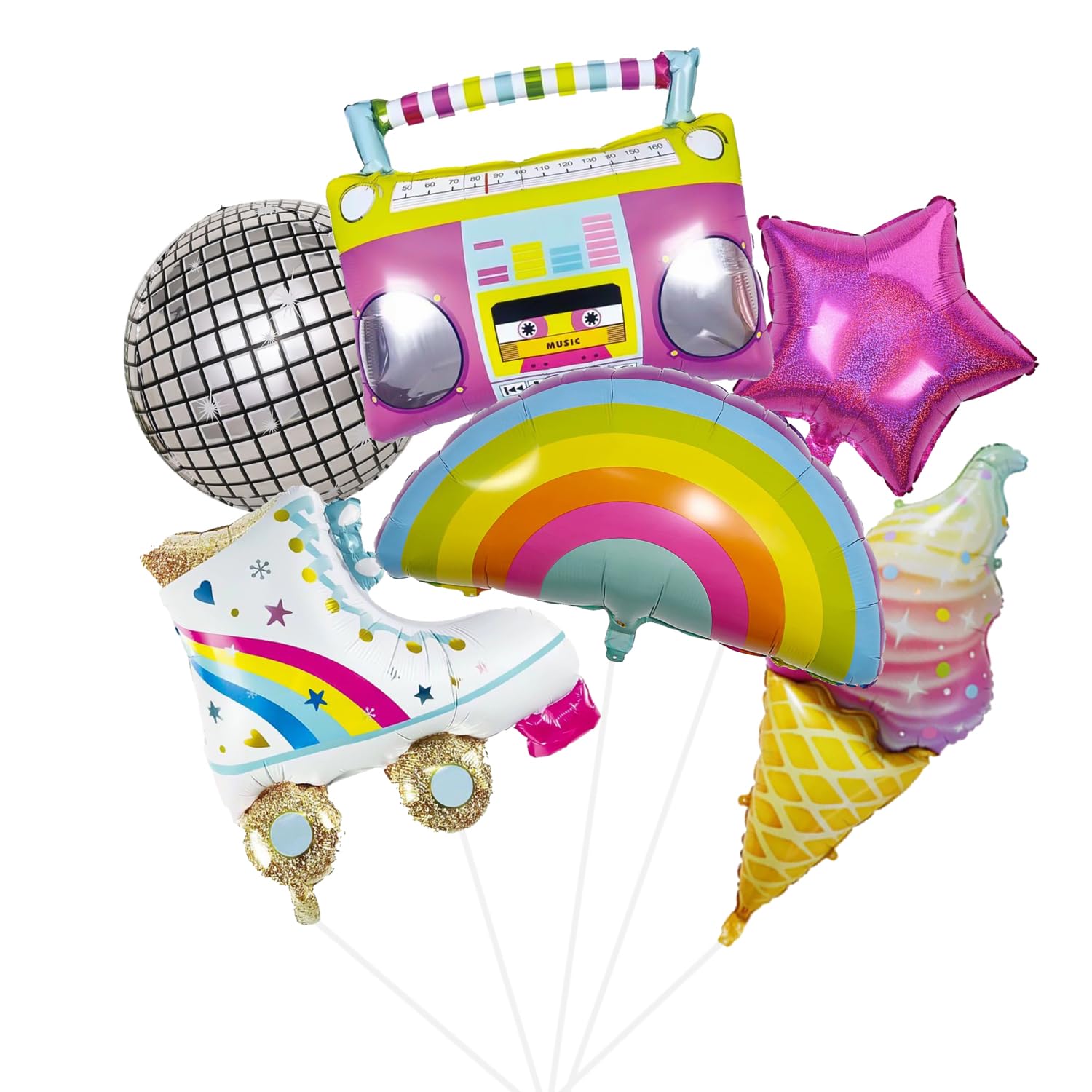 Rainbow Retro Party Balloons Kit for Hot Pink Girls Birthday Party,Baby Shower,Princess Themed Decorations
