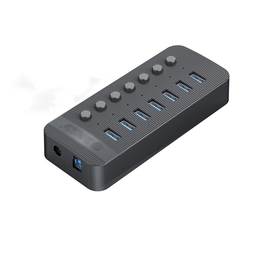 XXXDXDP 7 Port Powered USB 3.0 HUB BC1.2 Charger Splitter with Individual on/Off Switches and 12V/2A Power Adapter for PC Computer
