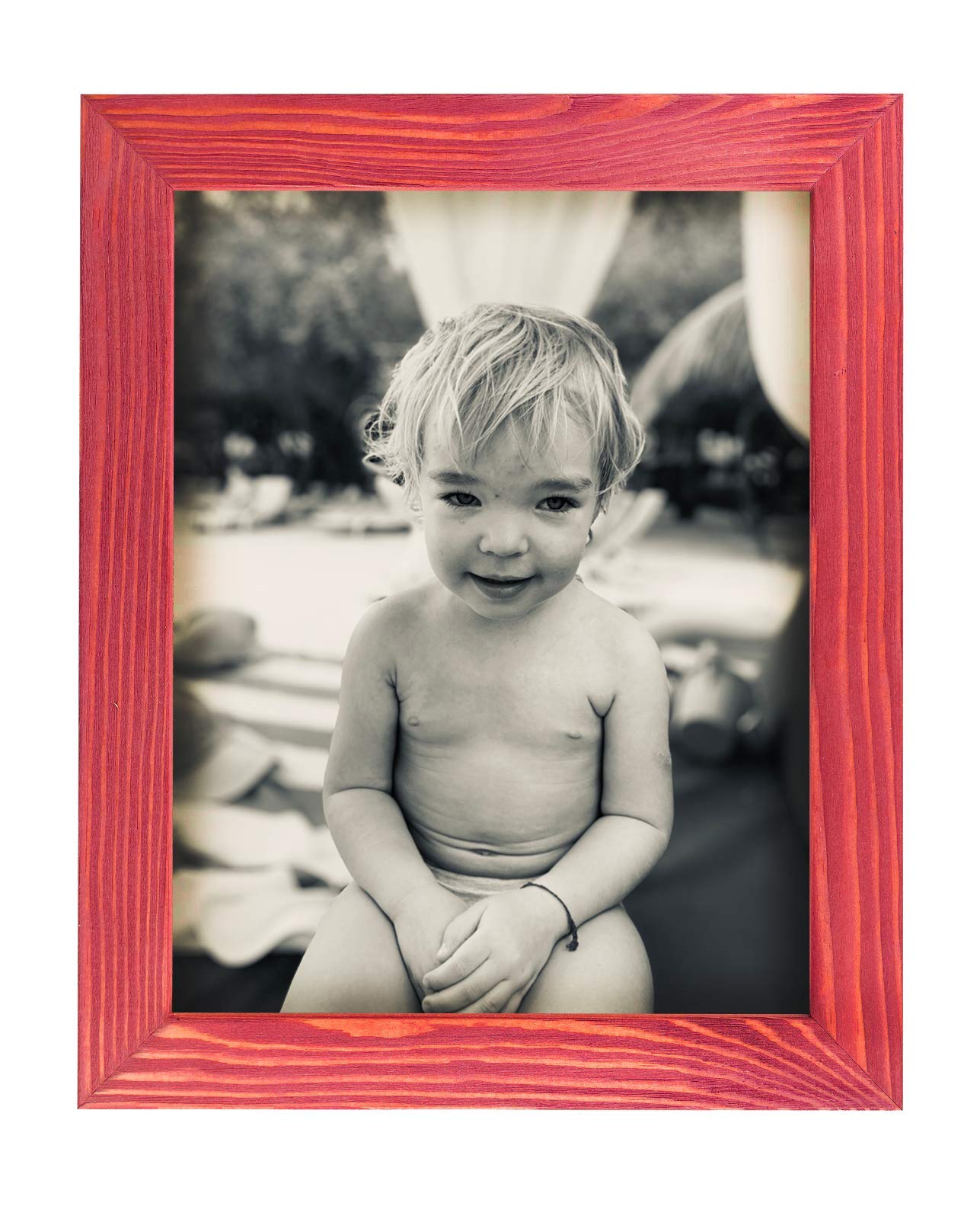 Rustic Wooden Poster Picture Frame 16x20 Inch - Natural Solid Eco Distressed Wood for Wall Mounting Photo Frame, Red