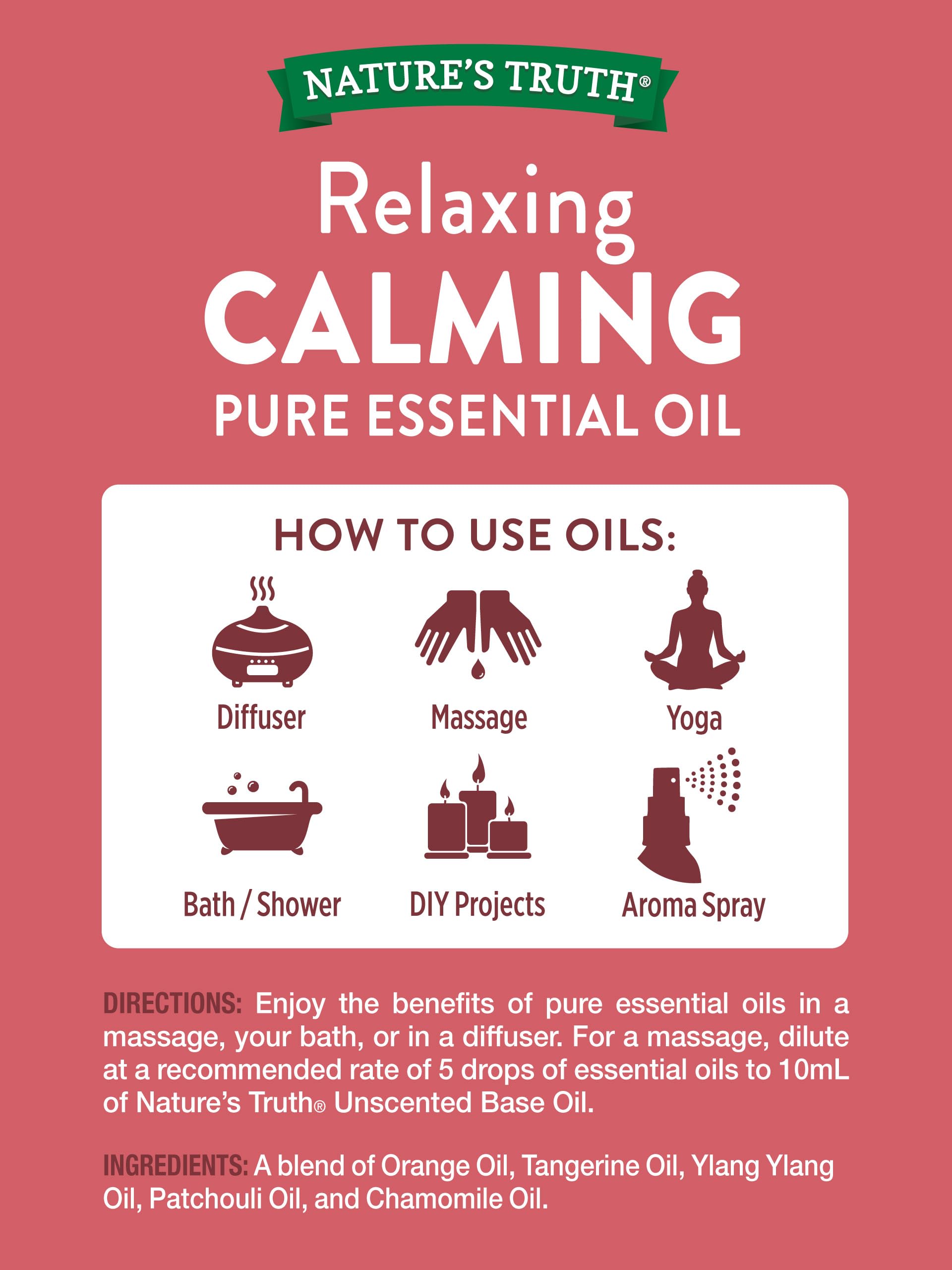 Nature's Truth Aromatherapy Calming 100% Pure Essential Oil, Citrus, 0.51 Fluid Ounce, Clear