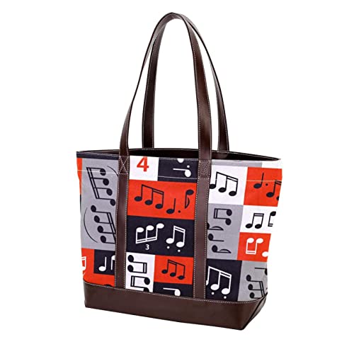 Women's Large Size Canvas Shoulder Bag Hobo Crossbody Handbag Casual Tote, Checkered Note Numbers