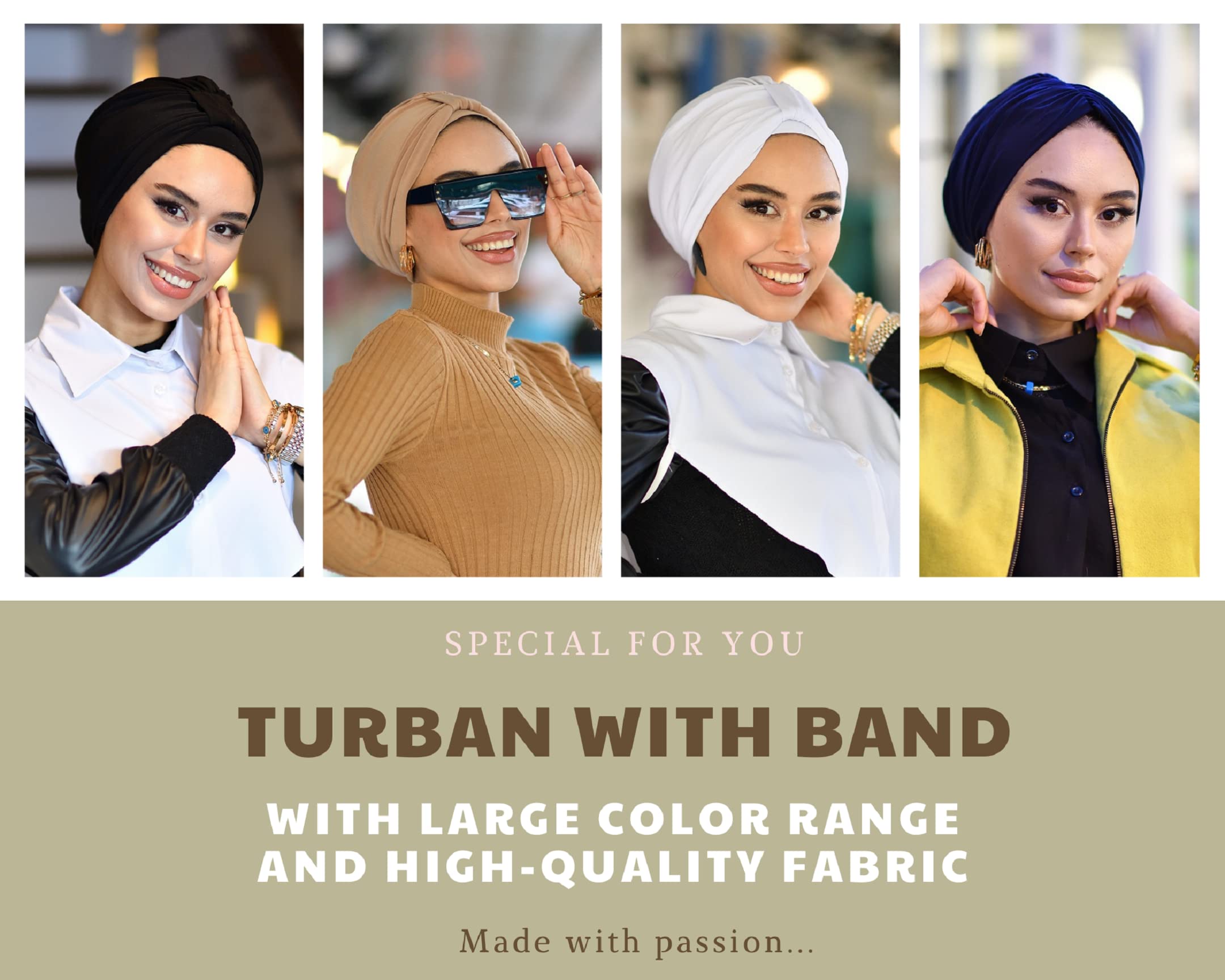 Turbans With Band For Women|Hair Wraps|Hijab Undercap-Instant Hijab-Hijab Cap (Caramel)