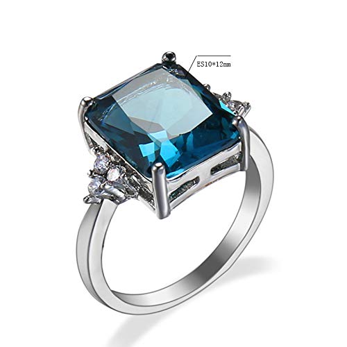 Sdouefos 925 Sterling Silver Vintage Blue Zircon Solitaire Ring Blue Sapphire Topaz Ring Women Wedding Fashion Jewelry (10)