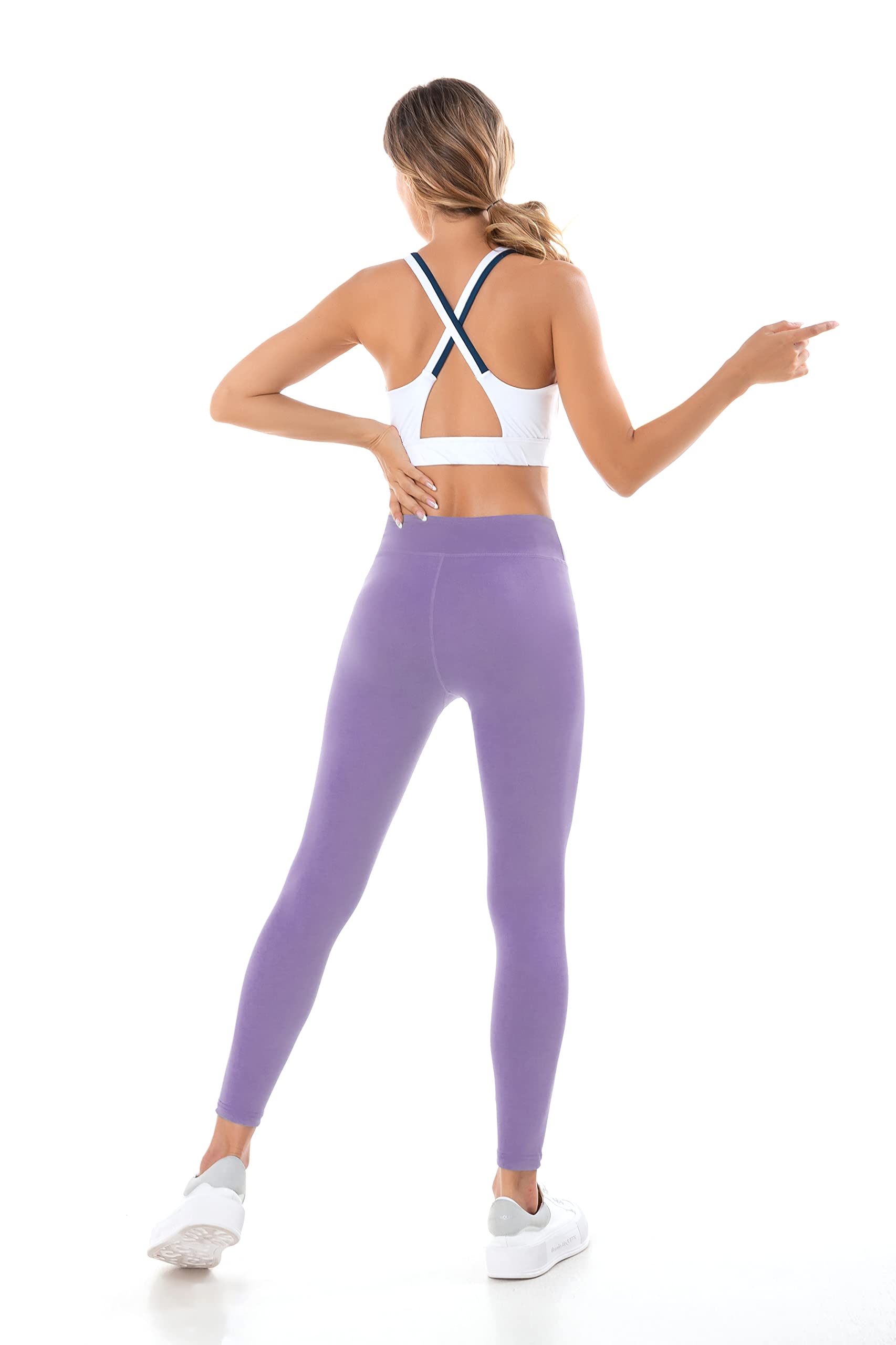 Women's Leggings Lightweight High-Waisted Running Apparel Tummy Control Yoga Activewear Pants for Women,Purple-M