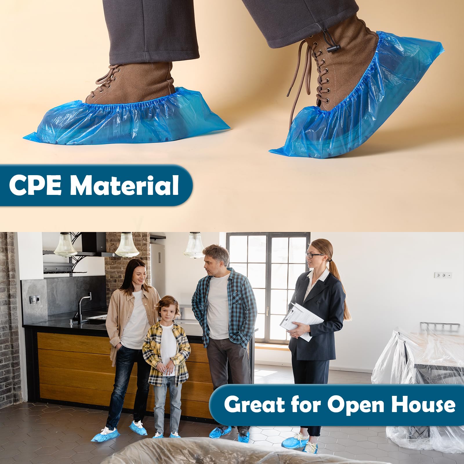 Optish 140 Pack 70 Pairs Shoe Covers Disposable Non Slip, Shoe Booties Covers Dust proof for Indoors Protect Your Shoes, Floor, Carpet