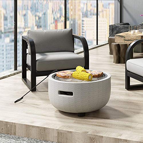 Wyxy Brazier for Garden and Patio, Barbecue Camping Bowl Barbecue with Poker, Barbecue Rack, Mesh Cover, Grate with Mesh Cover 45 35cm