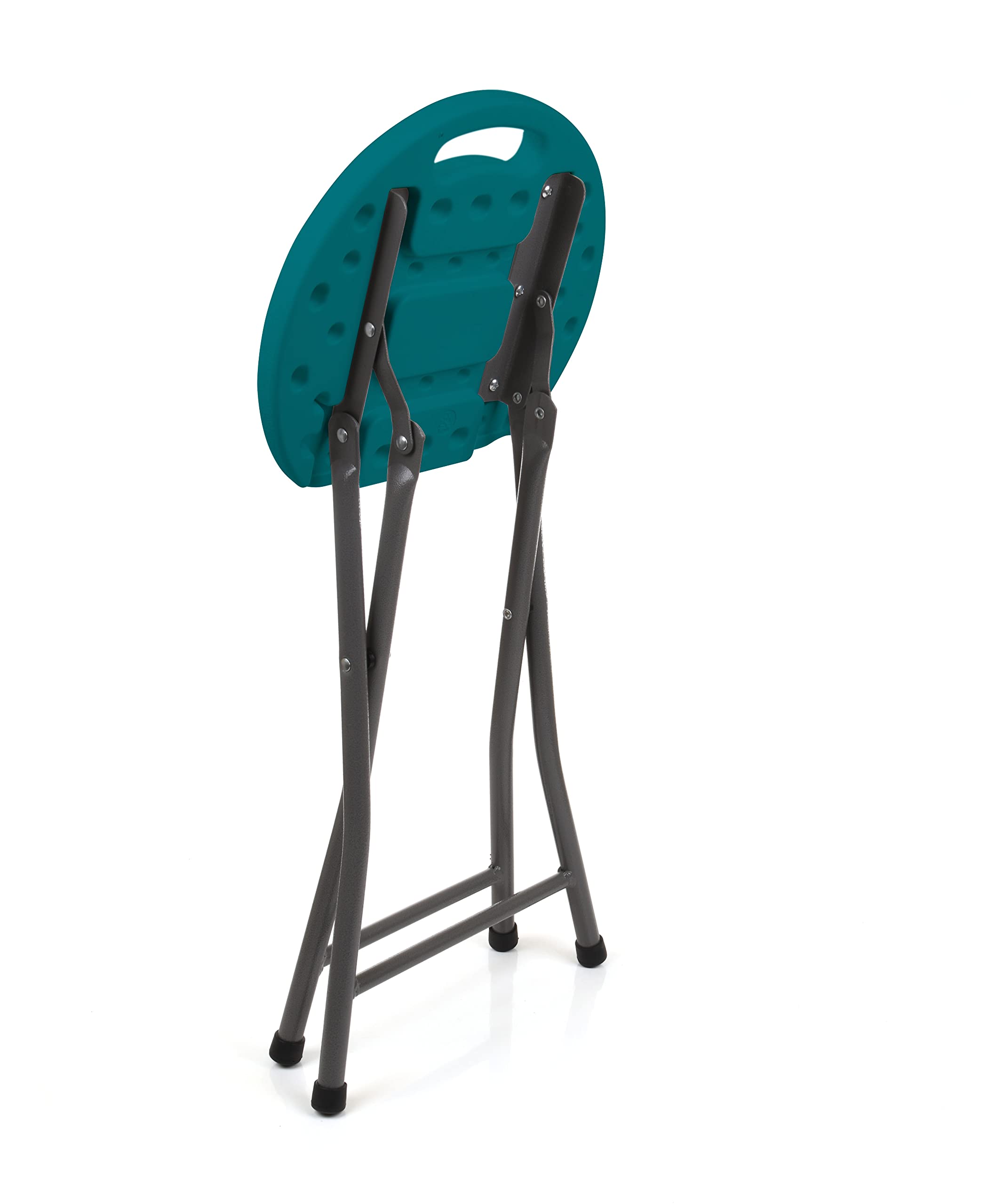 Mintra Home Folding Stools - 18.5in Height, Metal, Heavy Duty (1 Pack, White)