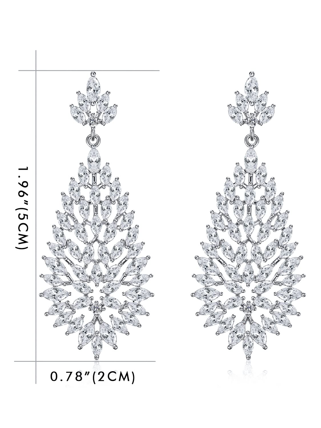 SWEETV Chandelier Wedding Bridal Earrings for Brides Bridesmaid, Silver Cubic Zirconia Statement Dangle Drop Earrings for Women's Pageant,Prom,Party