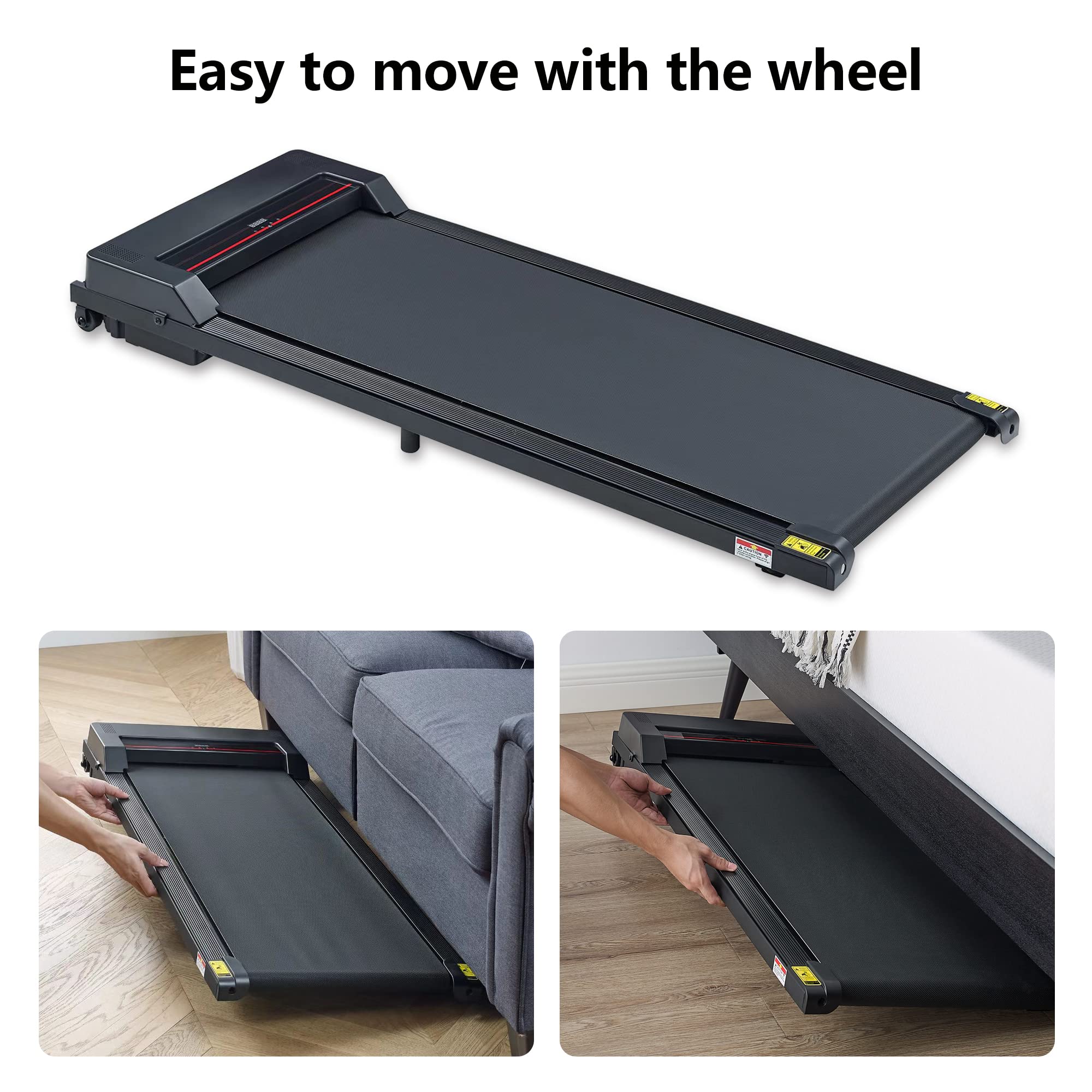 Under Desk Treadmill, Walking Pad Desk Treadmill Portable Walkstation Installation Free, compact with Foldable Wheels, Remote Control, Walking Jogging Running Machine, LED Display for Home/Office