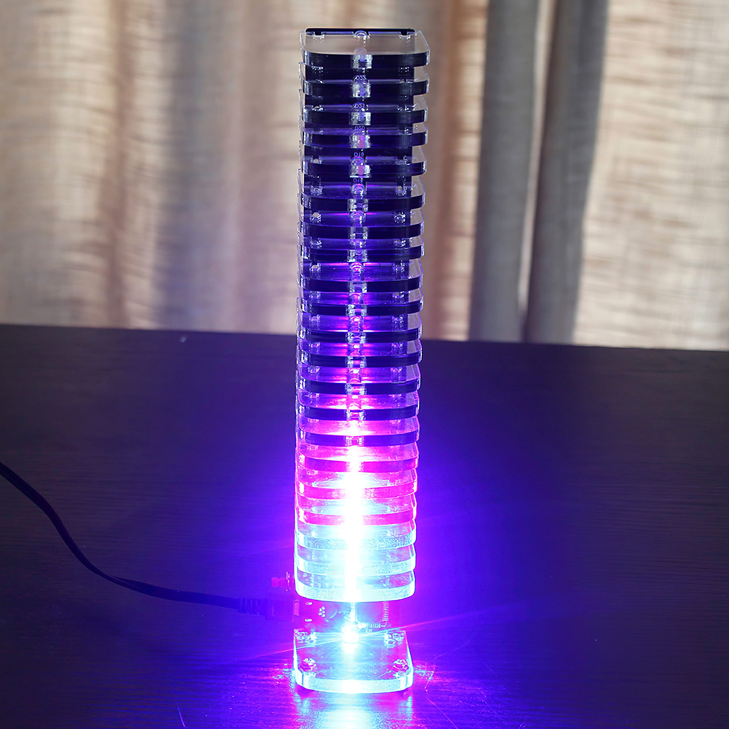 Vastarry Light Cube kit 21-Segment Audio Light Column Parts Music Spectrum Fantasy Crystal Sound Column LED Music Spectrum kit Electronic DIY Production Parts