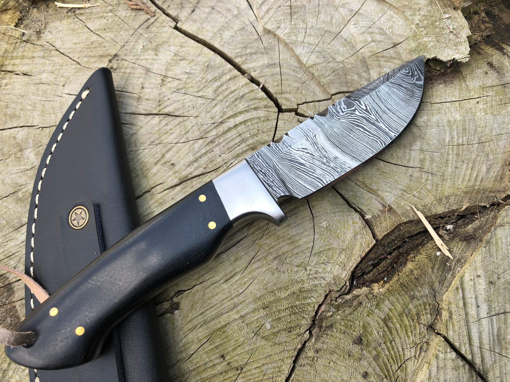 Perkin Damascus Steel Hunting Knife Bushcraft Camping Outdoor- SK1100
