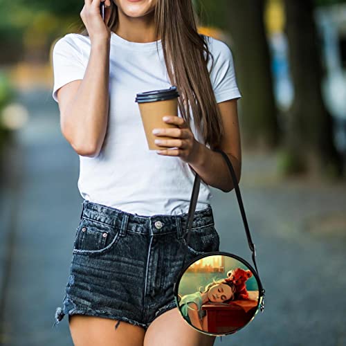 Wangsxing Small Crossbody Bag Girl Sleeping Round Purse Wallet Shoulder Bag