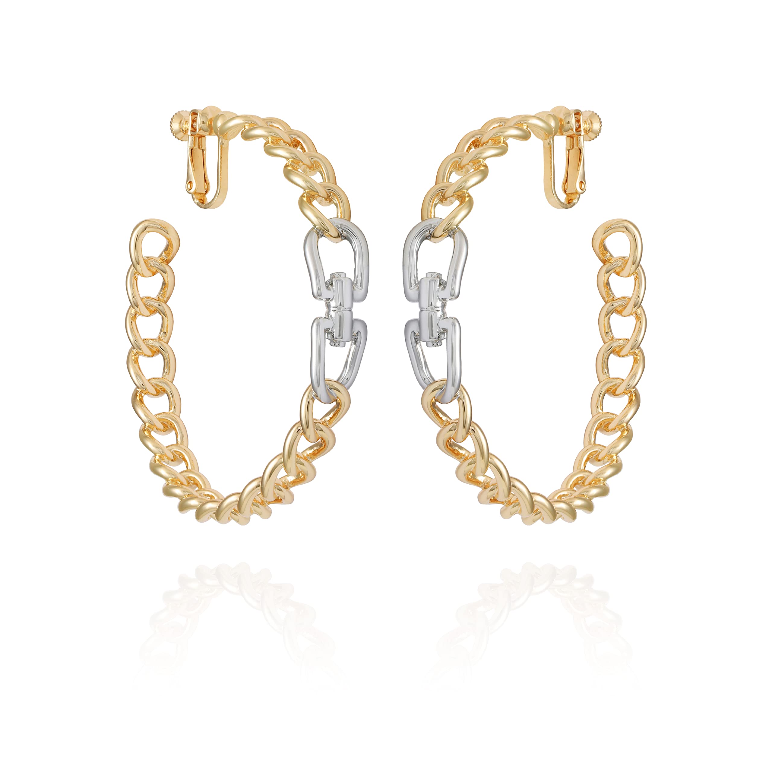 Vince Camuto Jewelry Two-Tone Clip On Hoop Earrings Gold