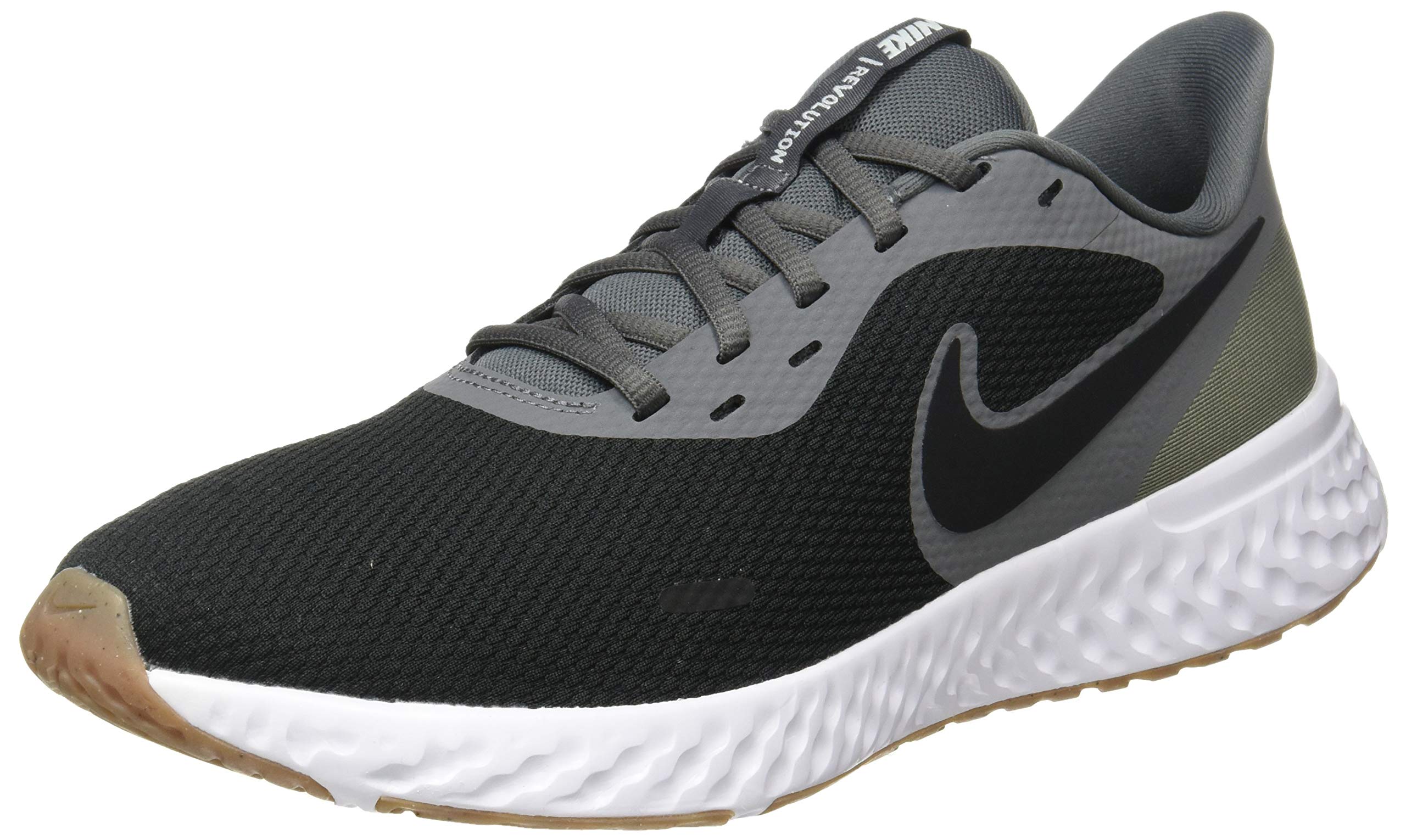 Nike Men's Revolution 5 Running Shoe, Black Iron Grey Lt Army Barely Green Gum Dk Brown, 7.5 US