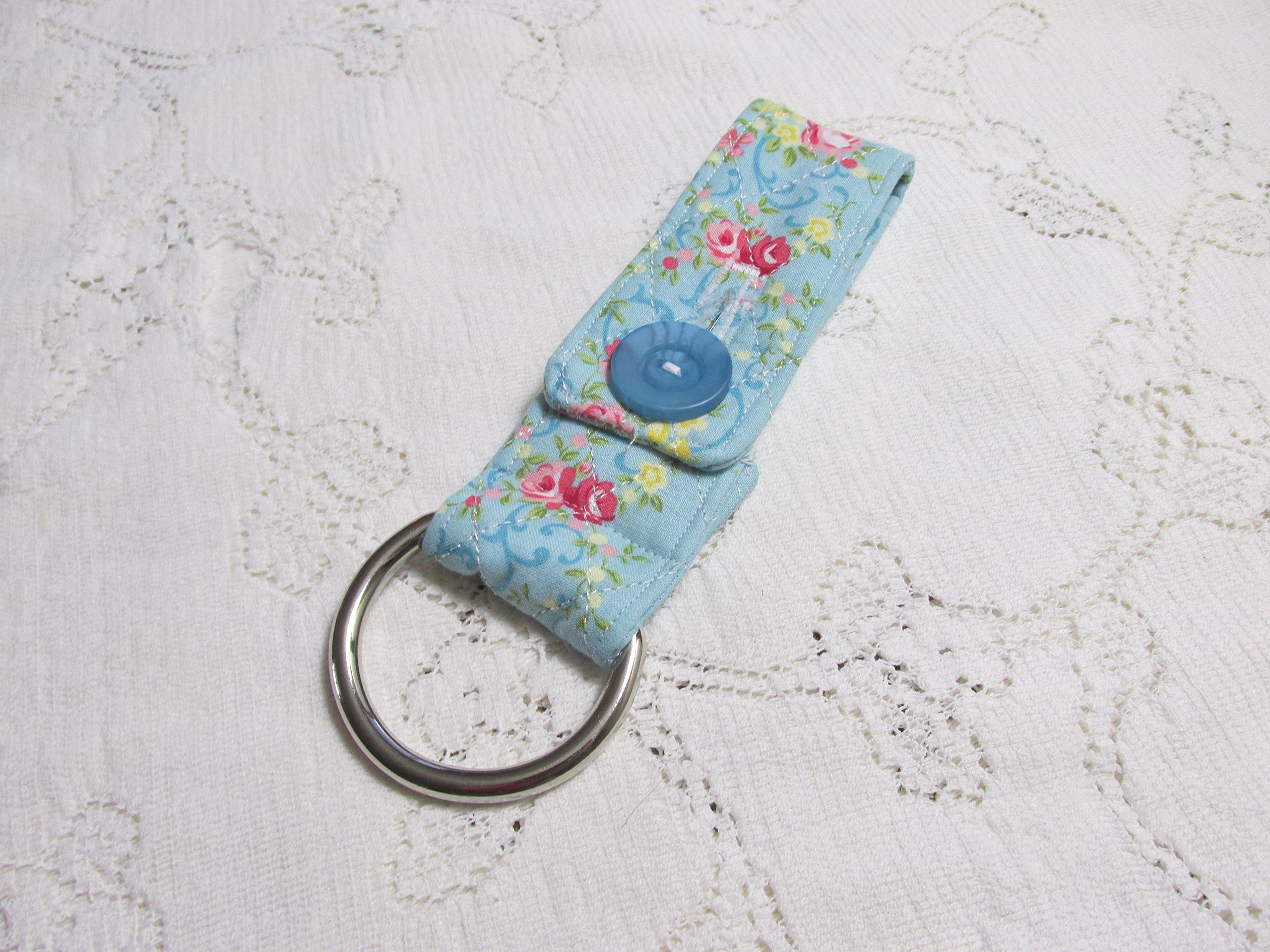 Shabby Chic Blue Roses Quilted Kitchen Towel Holder - Heavy-Duty D-Ring - Kitchen Towel Hanger - Towel Keeper
