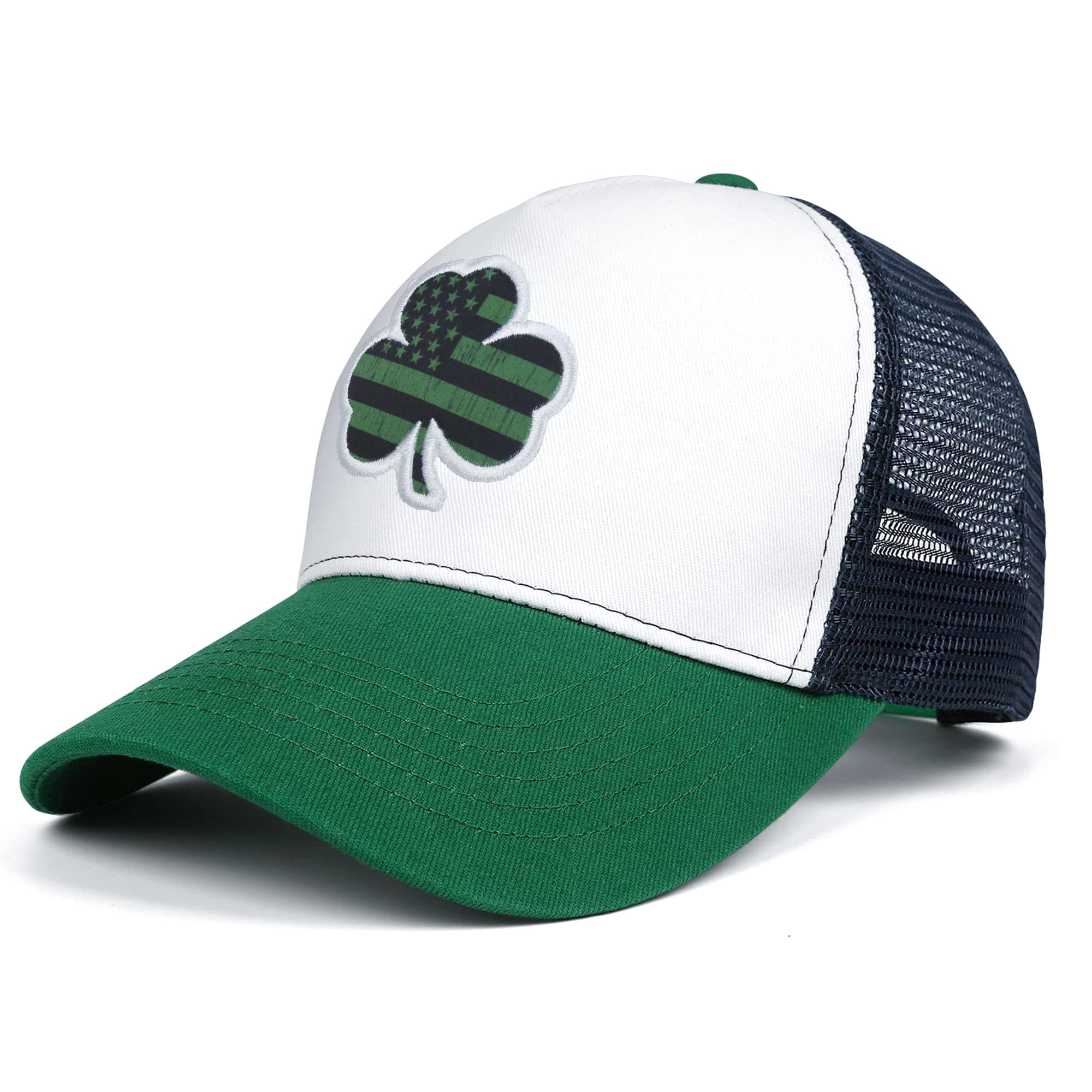 St.Patrick's Day Hat Green Hats Decorations Clover Classic Embroidery Cotton Trucker Hat for Men & Women