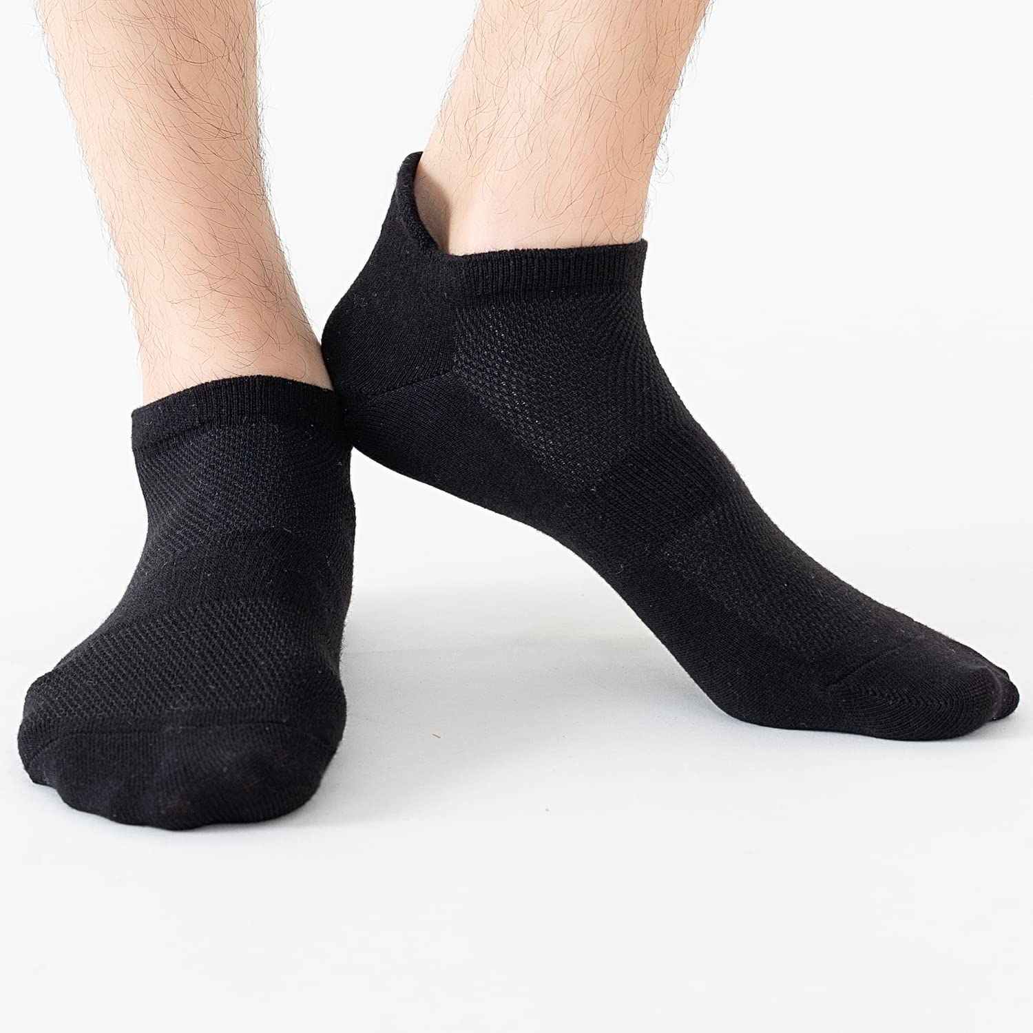 VFM 8 Pairs Ankle Athletic Running Socks for Men Women Low Cut Wicking Sport Cushion Tab Breathable Mesh Socks (8xBlack)