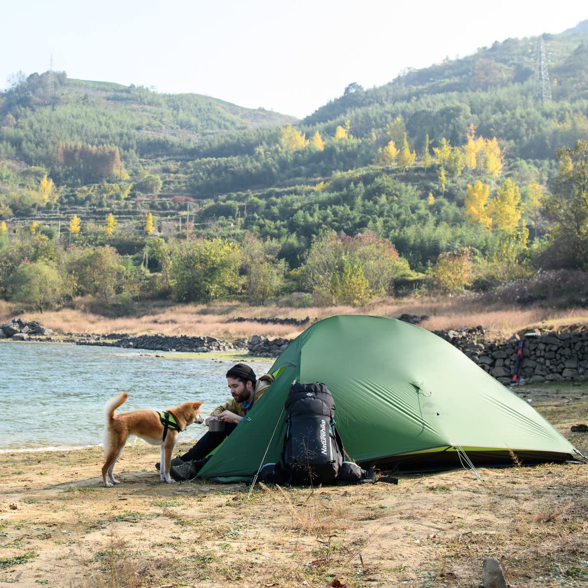 Naturehike Cloud Up Free Standing 2 Person Backpacking Tent Ultralight Nylon Double Layer Camping Tents for Two Person (2 Person, 20D Nylon Forest Green)