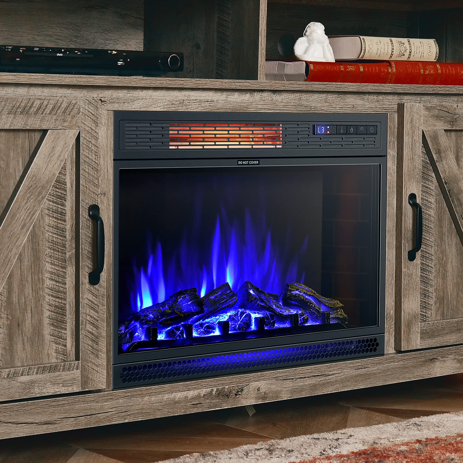 ORALNER Electric Fireplace Insert 25 Inch, Recessed Fireplace Heater with Adjustable Brightness, Remote Control & 6H Timer, Overheating Protection, 900W/1350W Fireplace Insert for TV Stand, Black