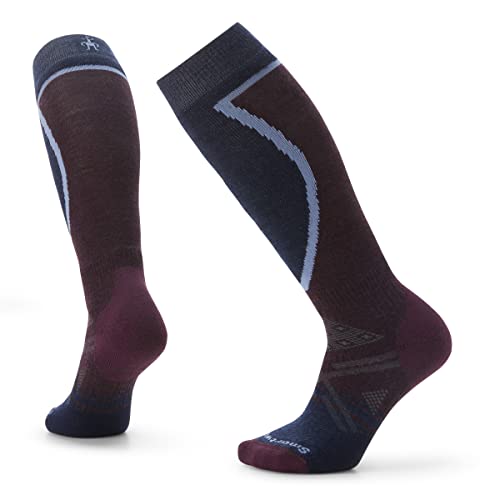 Smartwool Women's Ski Full Cushion Merino Wool Over The Calf Socks, Bordeaux, Large