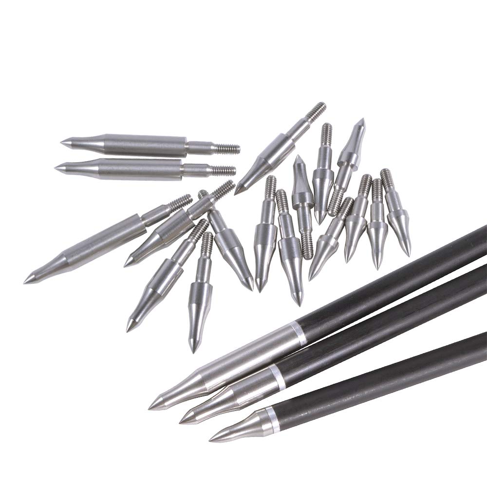 SHARROW 12 pcs Archery Field Points 75/100/125/150/200/250/300 Grain Broadheads Target Practice Field Tips Hunting Arrow Tip Screw-in Arrowhead for Recurve Compound Bow Crossbow (75grain)