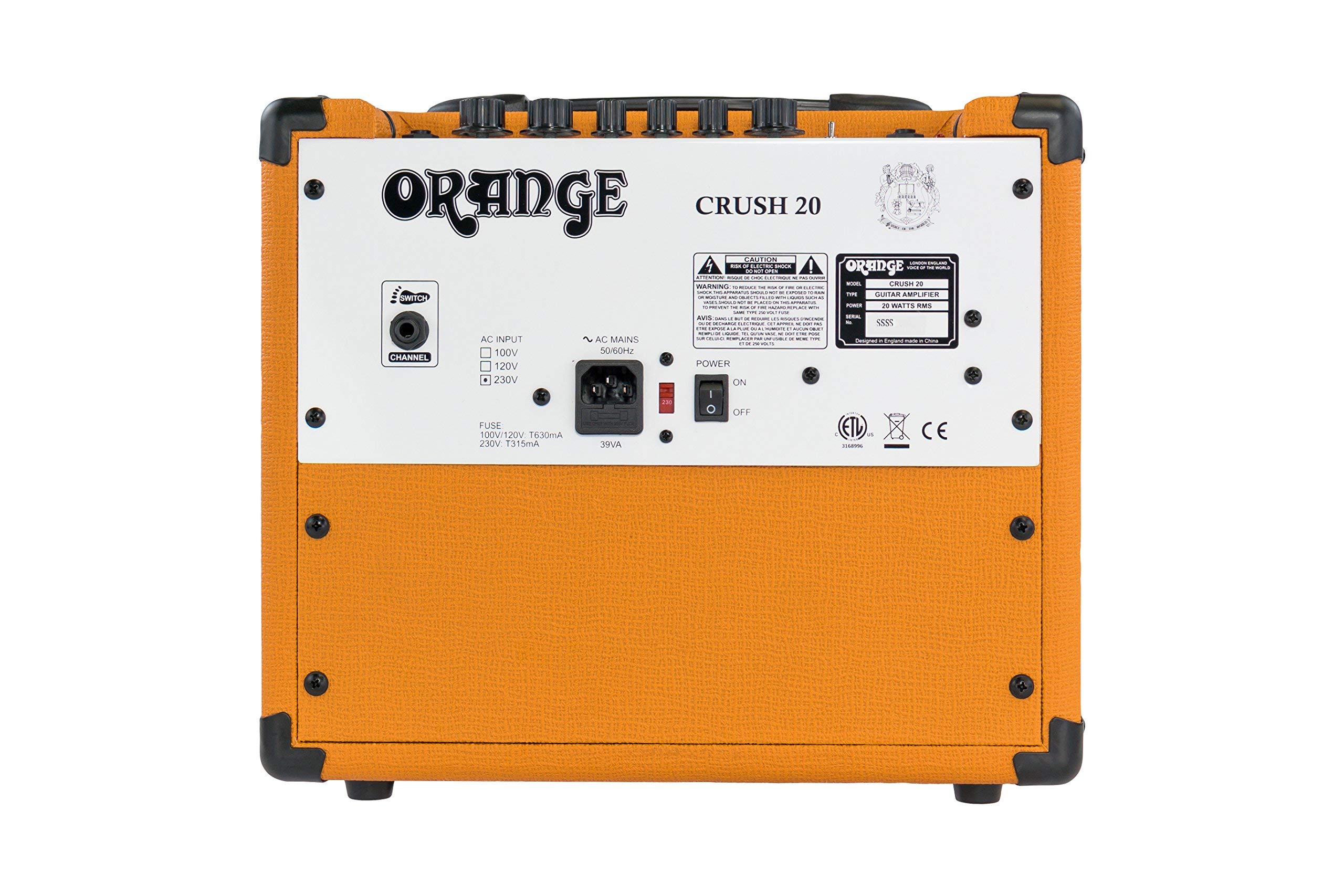 Orange Amps Crush 20 Combo Amplifier for Guitars (Orange) Bundle with Blucoil 10-FT Straight Instrument Cable (1/4in), 2-Pack of Pedal Patch Cables, and 4-Pack of Celluloid Guitar Picks