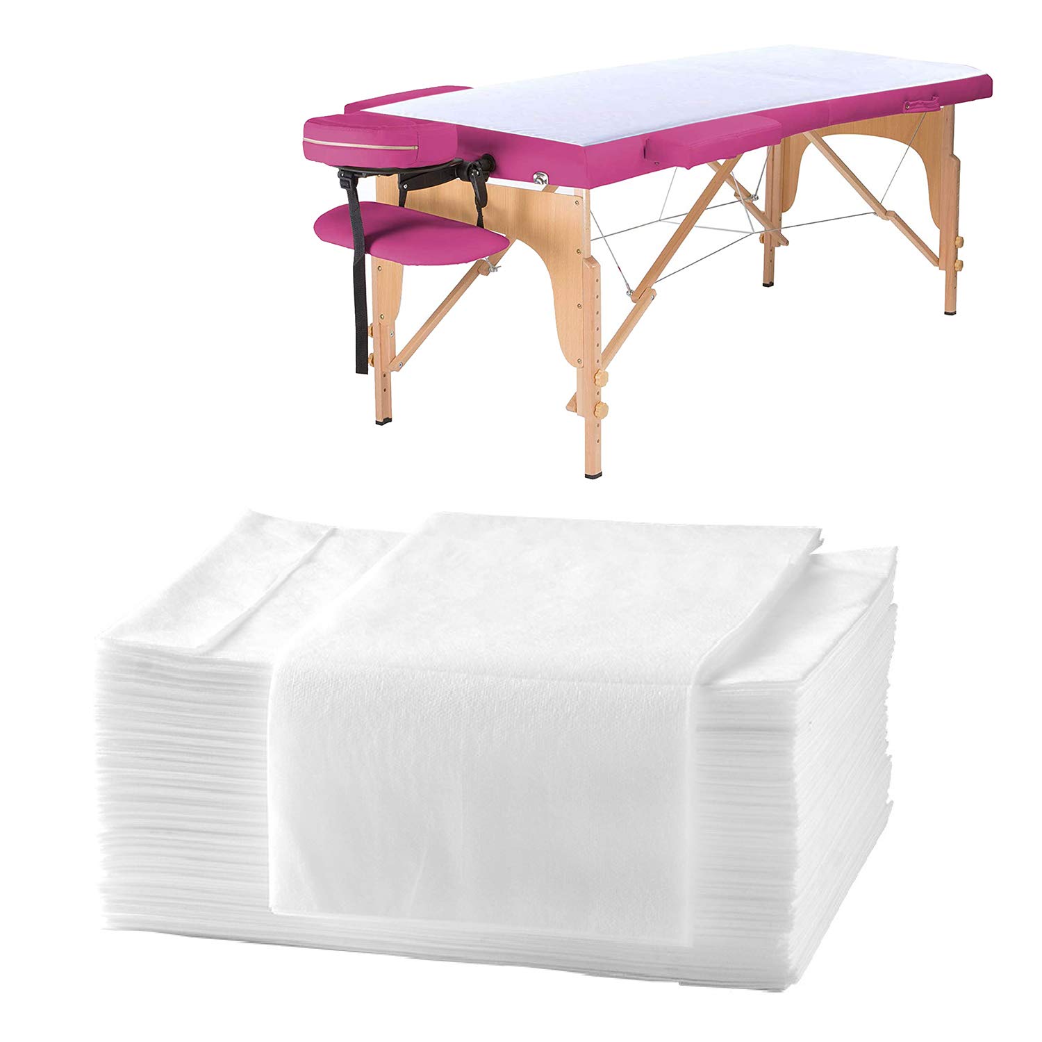 Sawella 25PCS Massage Table Cover,Disposable Bed Sheet, Non-woven Fabric Massage Table Sheet, Waterproof Massage Bed Cover,Large Size 31" x 70"